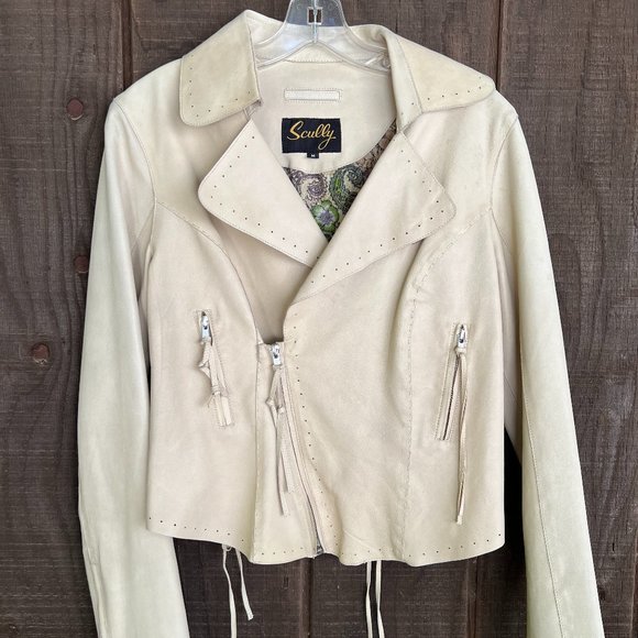 Scully | Jackets & Coats | Scully Western White Leather Jacket Sz M ...